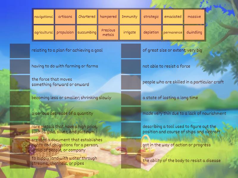 Unit 5 Lesson 1: The Starving Time - Match up
