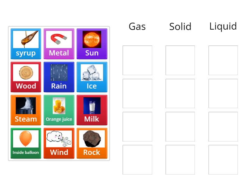 Solid Liquid Gas Sort Group Sort