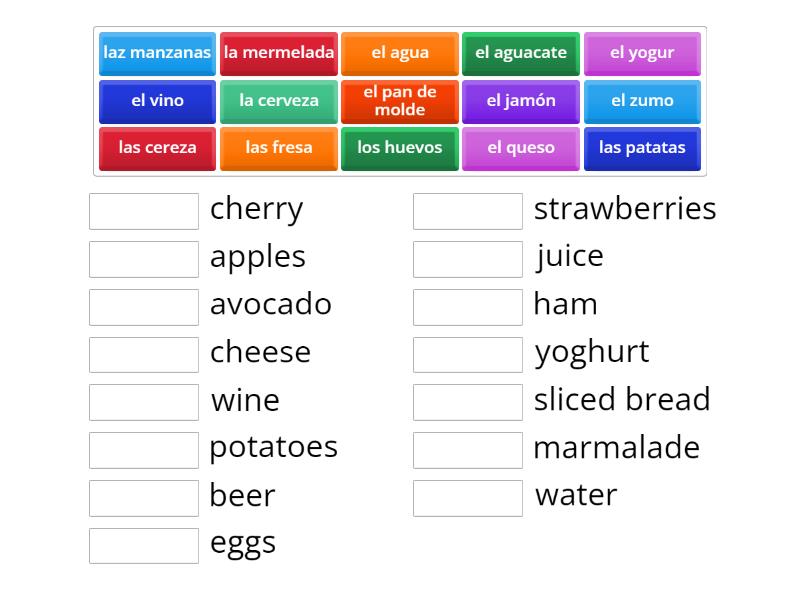 La comida - Match up