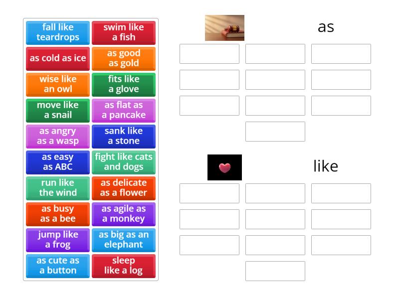 Categorize the type of similes - Group sort