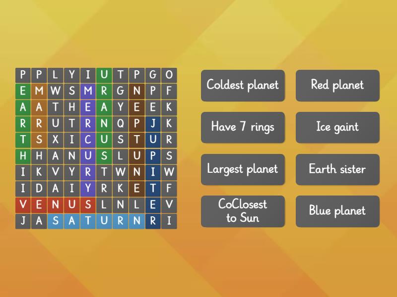 solar system - Wordsearch