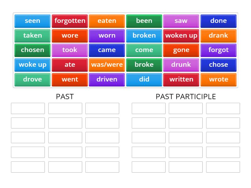 PAST SIMPLE x PARTICIPLE - Group sort