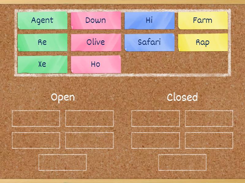 Open and Closed Sylables - Group sort