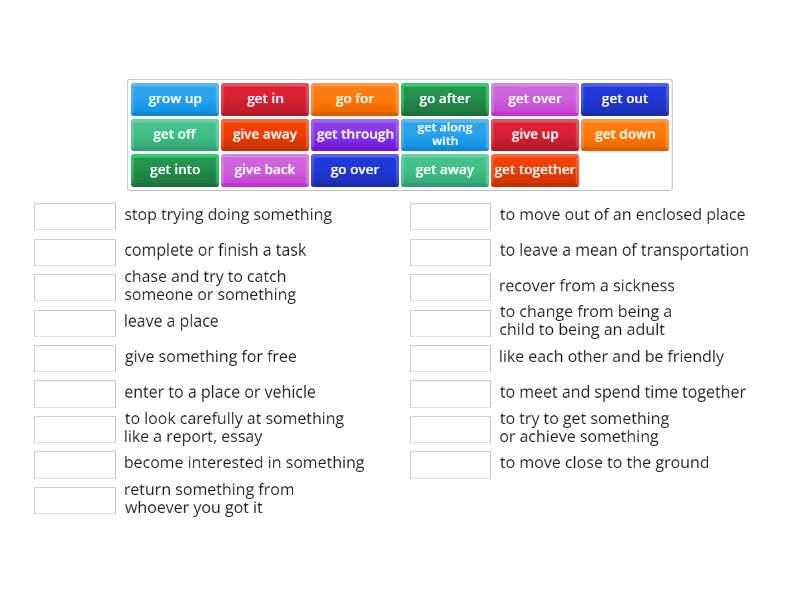 Phrasal verbs with G - Match up