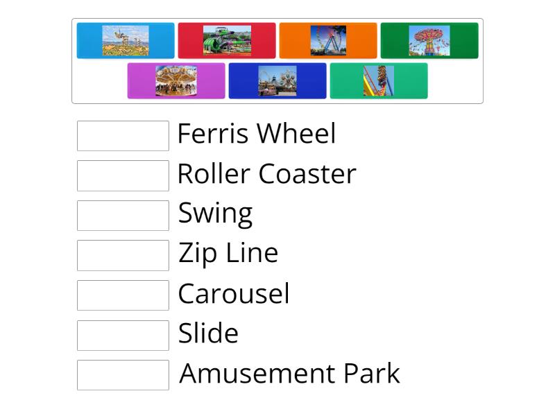 Amusement Park Vocabulary - Match up