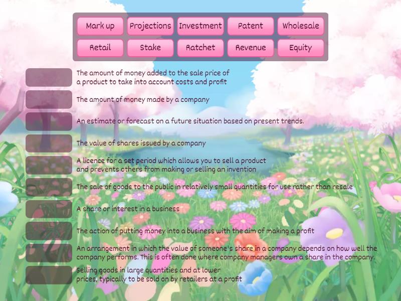 Sales pitch vocabulary - Match up