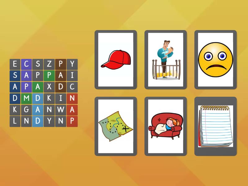 map, cap, nap, dad, pad, sad () - Wordsearch