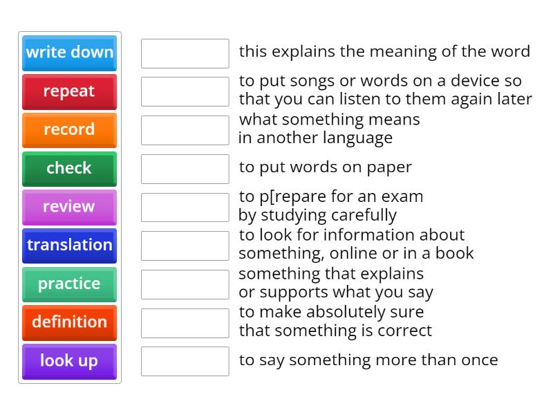 ODF Match the words with the definitions - Match up