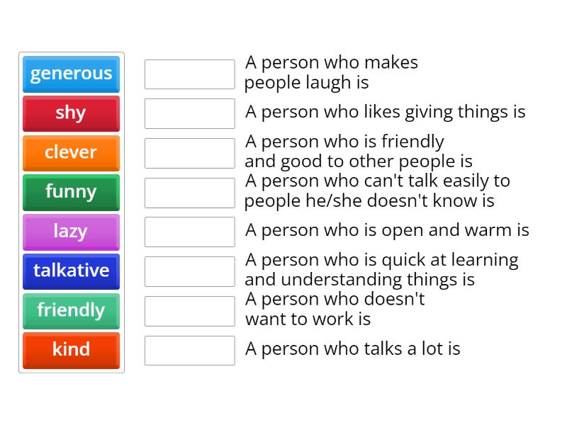 EF Pre-intermediate 1B Personality character - Match up