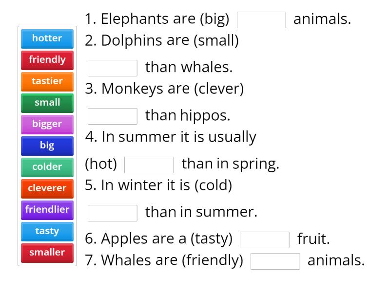 Spotlight 4 Comparative adjectives - Missing word