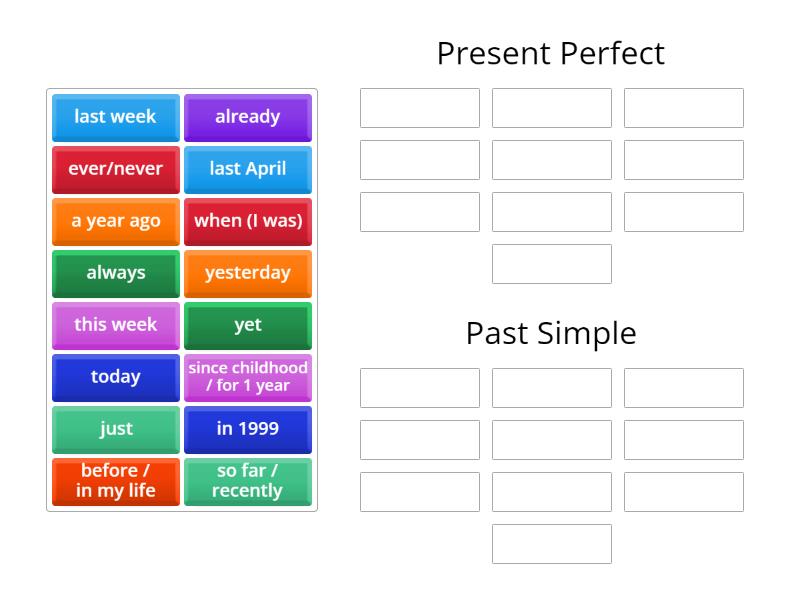 Signal words/time markers (Present Perfect VS Past Simple) - การเรียง ...
