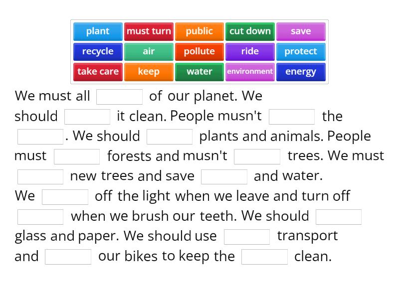 Taking care of the planet - Missing word