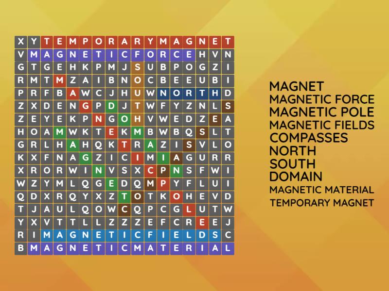Magnetic force - Wordsearch