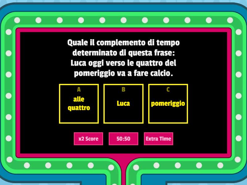 Quiz sui complementi - Gameshow quiz