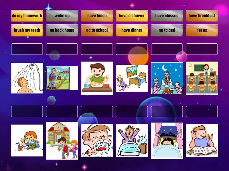 Daily Routine- Present simple - Match up