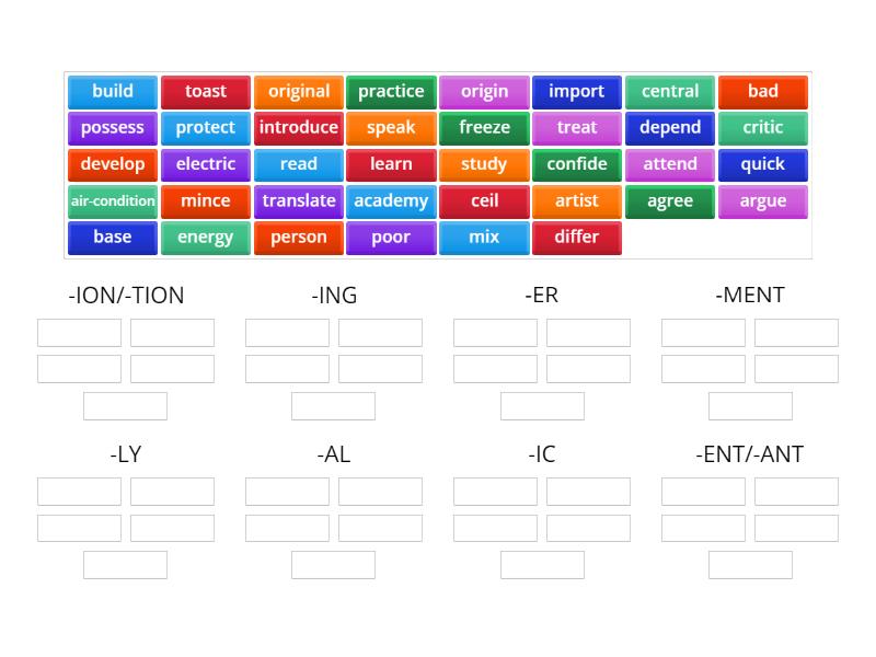 ЕГЭ/ Word Formation (Nouns, Adjectives, Adverbs) - Group sort
