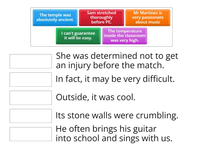 Match the related clauses - Match up
