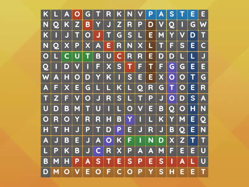 Tools Menu Edit excel - Sopa de letras