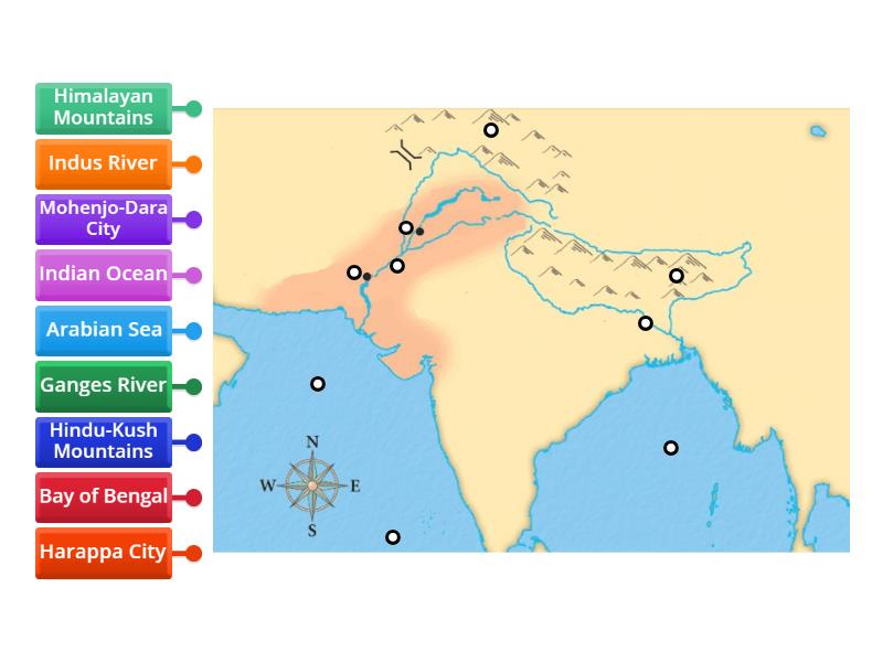 Indus Valley Civilization Map - Labelled diagram