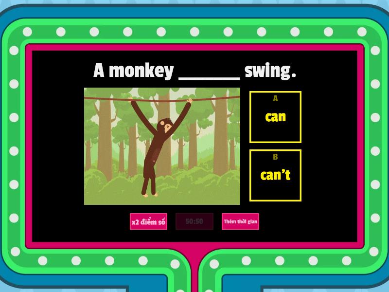 UNIT 7_ GRAMMAR 1_CAN/CAN'T - Gameshow quiz