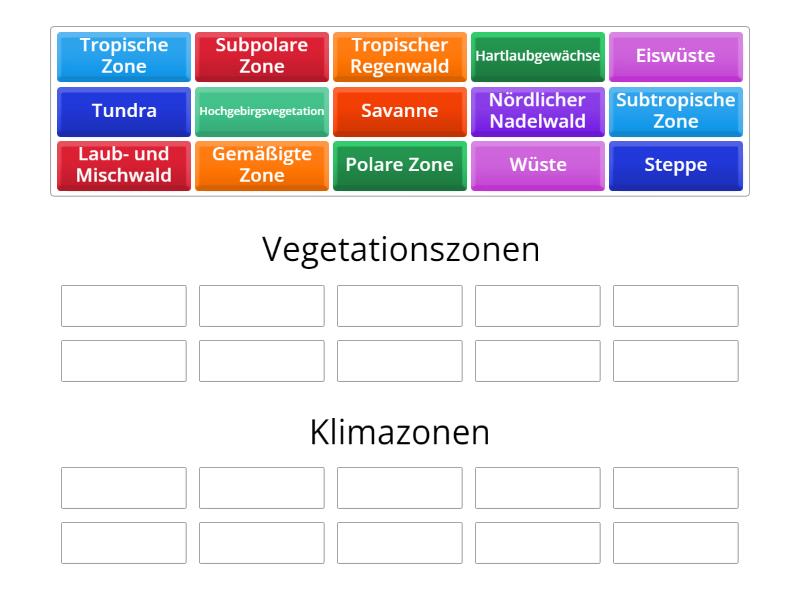 Klima- und Vegetationszonen - Group sort