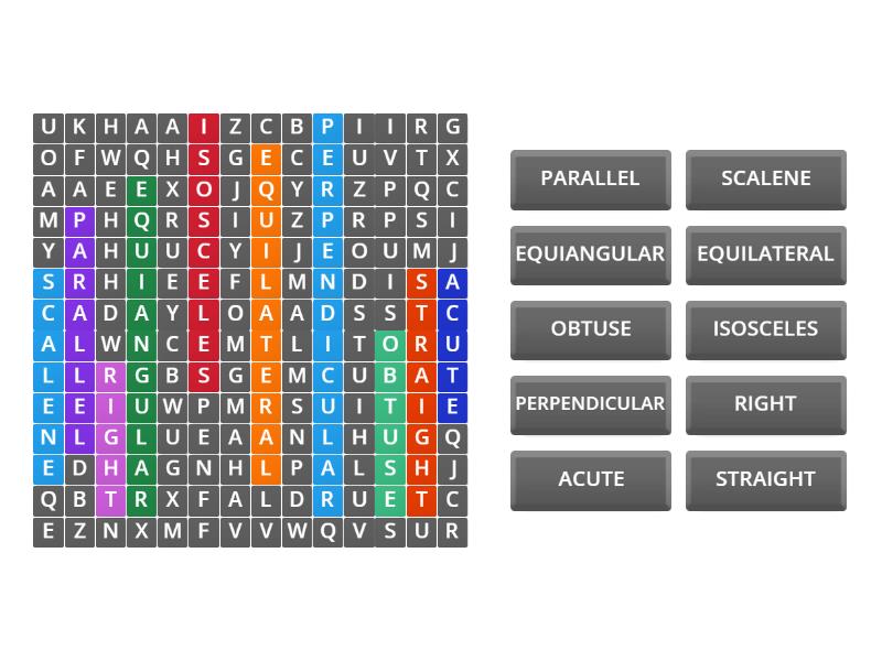 ANGLES AND TRIANGLES - Sopa de letras