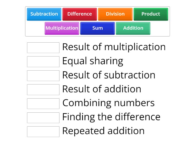 Grade 6 Math Operators Challenge - Match up
