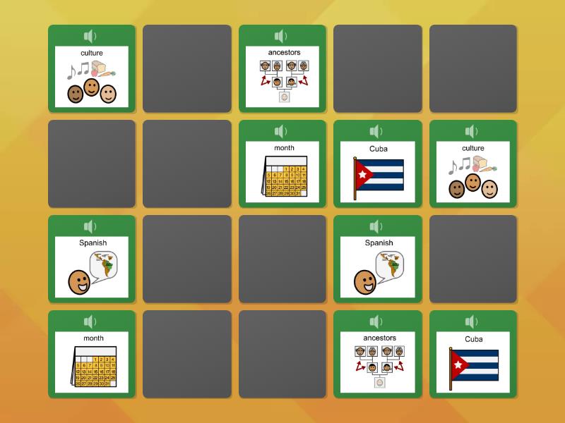 Hispanic Heritage Month Vocabulary - Matching pairs
