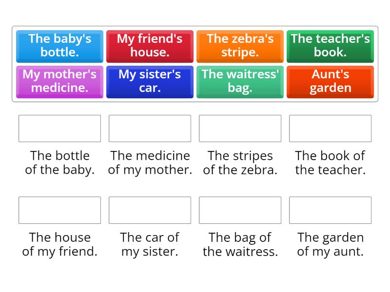 Singular Possessive Nouns - Match up