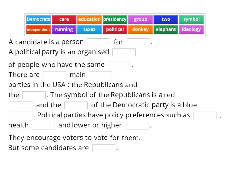 US elections and political parties - Complete the sentence