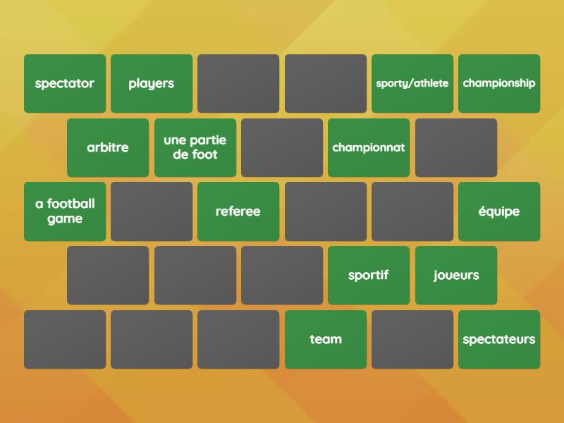 Vocabulaire sur le sport Passe-Passe 3 - Matching pairs