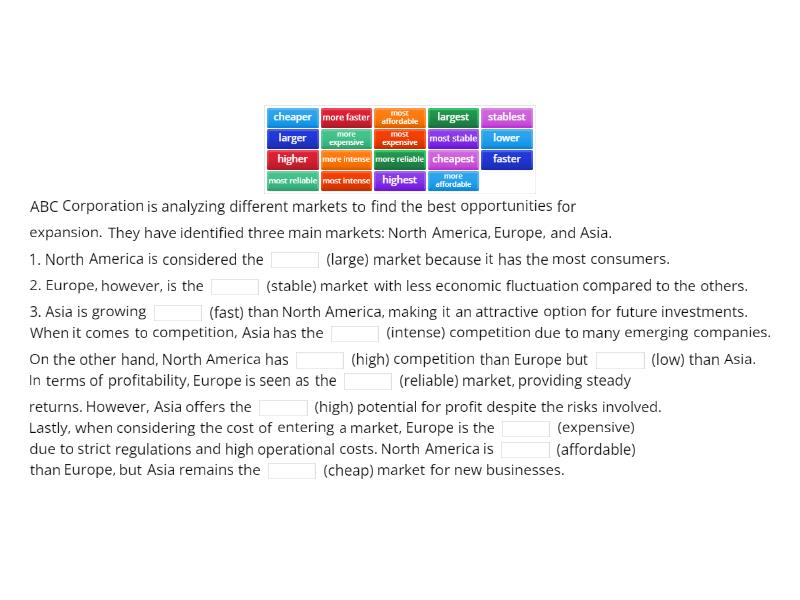 Comparatives and Superlatives- E2- Markets- Unit 8- FCE - Complete the ...