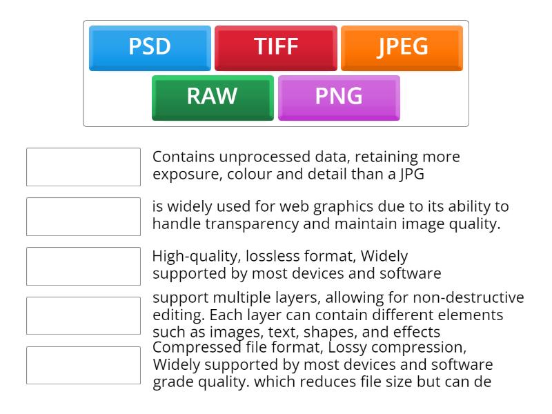 Digital File Types - Match up