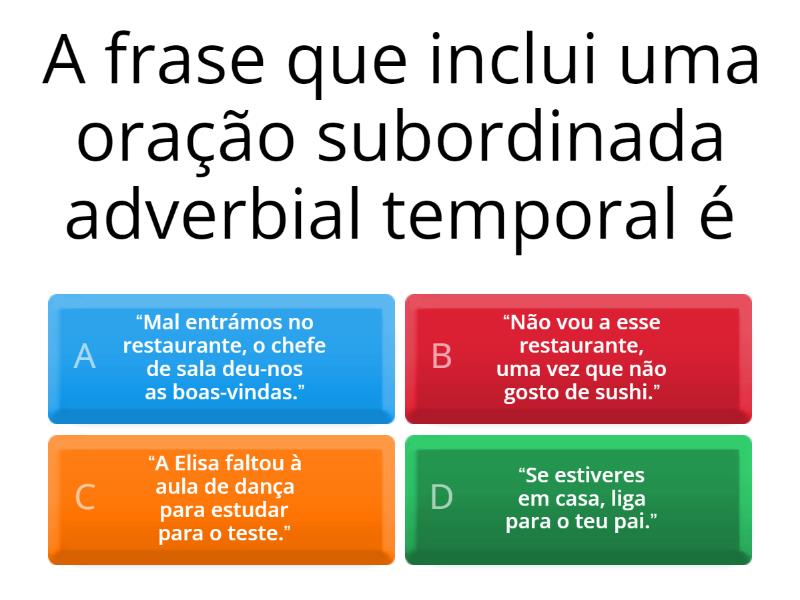 Frase complexa: coordenação e subordinação - Questionário