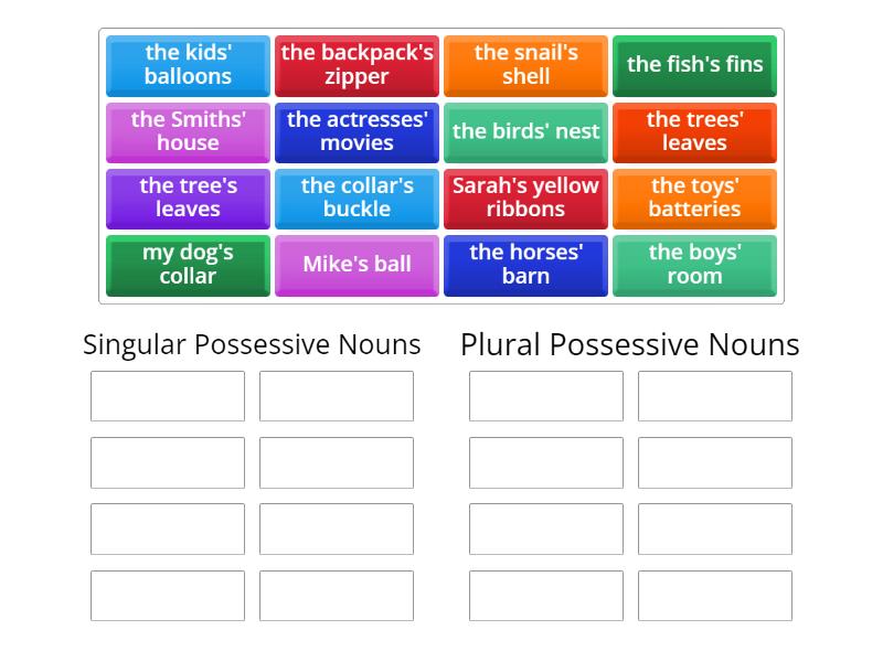 Possessive Nouns - Singular and Plural Possessives Corippo - Group sort