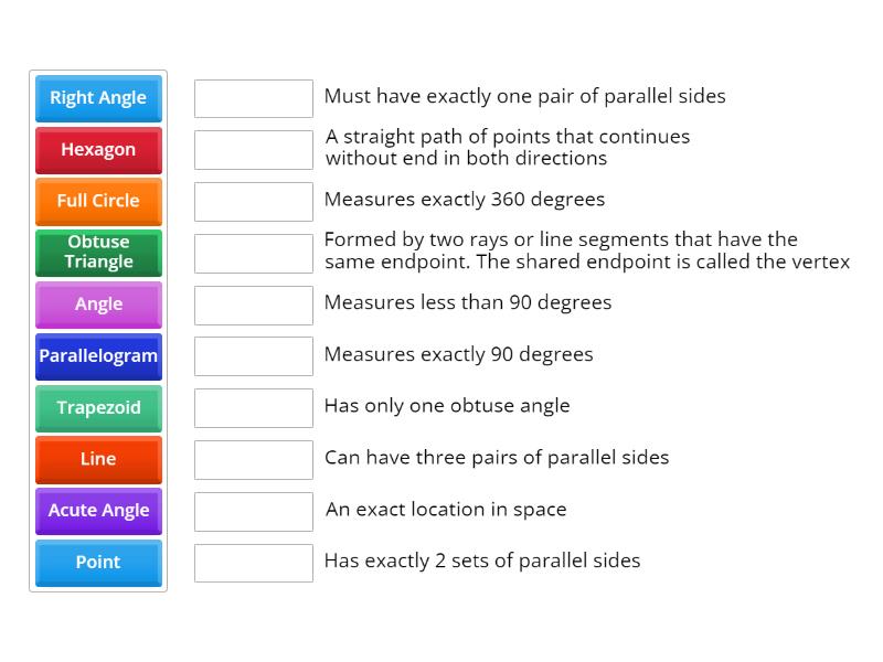 Math Definition Game - Match up