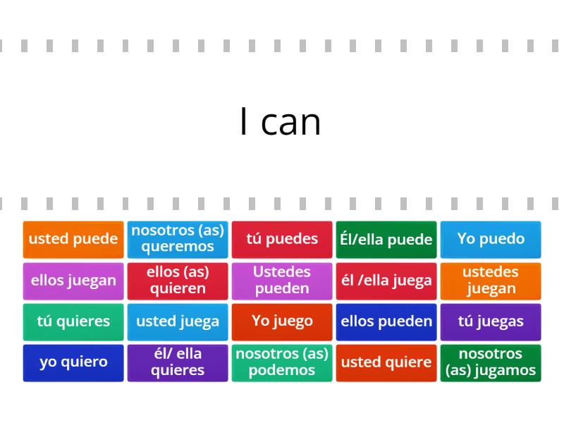 Realidades 1, verbs chapter 4B (exercise one) - Find the match