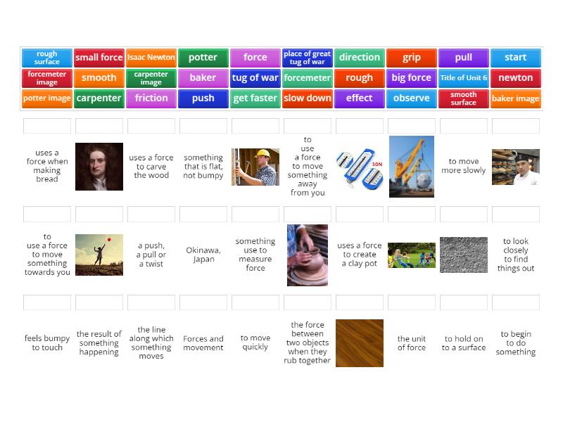 Science 3 Unit 6 - Forces and movement - Une las parejas