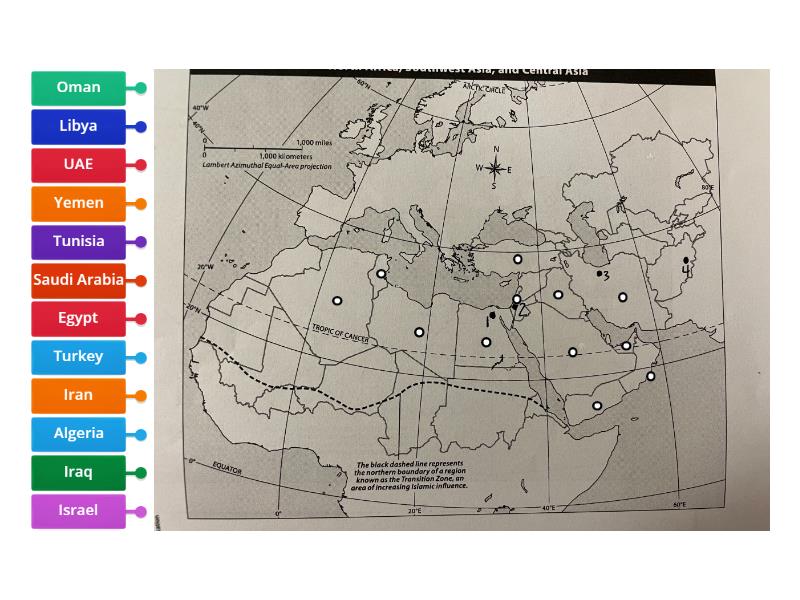 MENA Political Map - Labelled diagram
