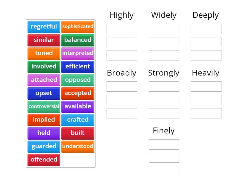 Adverb collocations (EF pg 2 U3) - Group sort