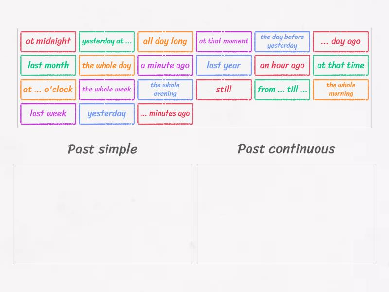Past continuous vs Past simple signal words_gg4 - Ordenar por grupo