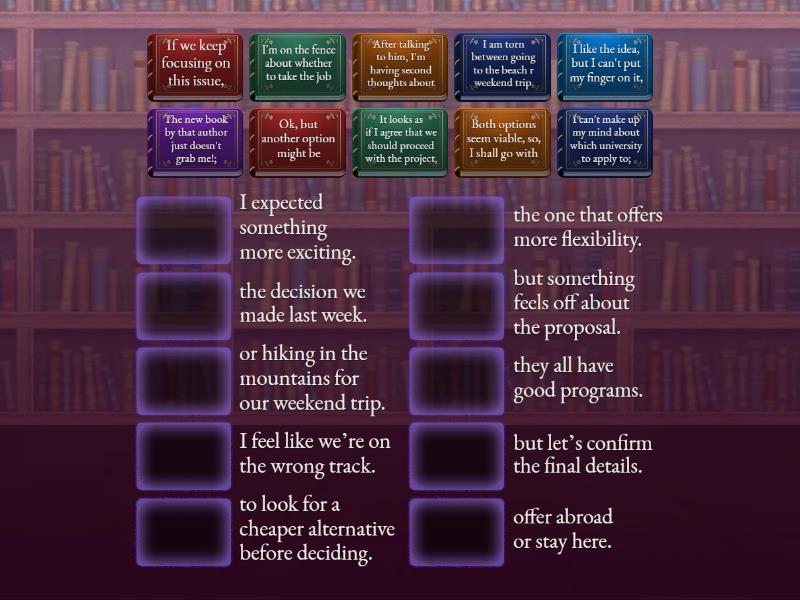 Problem-solving Vocabulary. Sentence Matching Part 1 - Match up