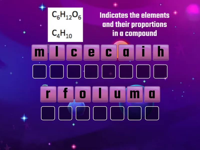 types of chemical formula - Anagram
