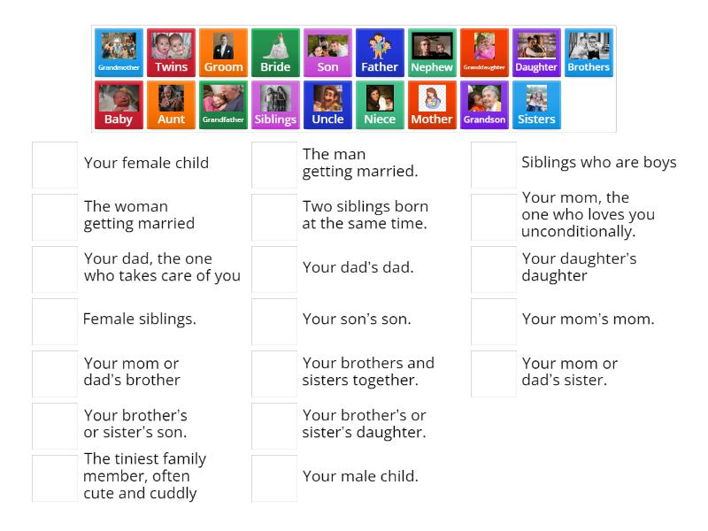 Family members matching game - Match up