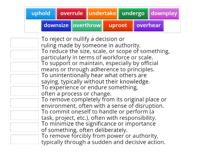 Verbs with up, down, over and under Ready for Advanced p. 108 - Une las ...
