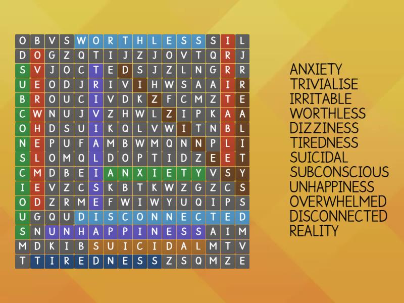 Mental Health - Wordsearch