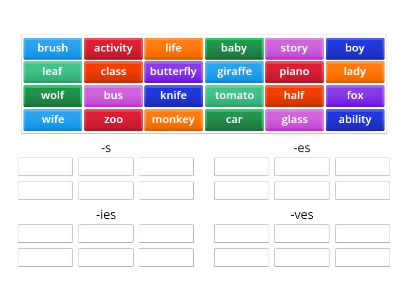 *Plural nouns spelling rules - Group sort