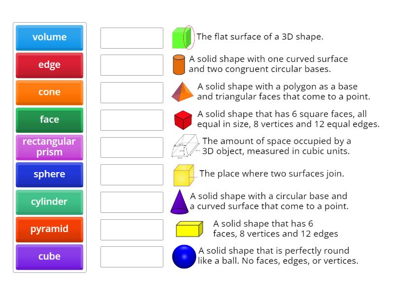 3-D Shapes Vocabulary - Match up