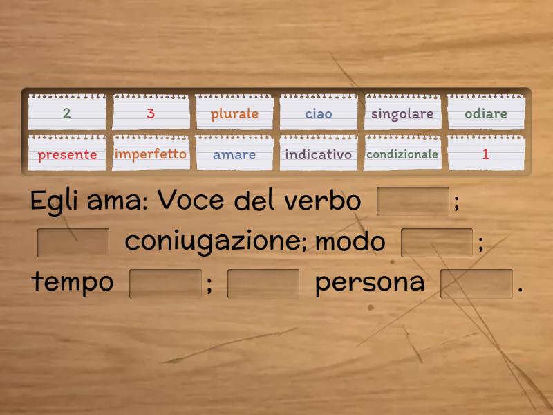 Verbi, modi verbali e tempi verbali - Missing word