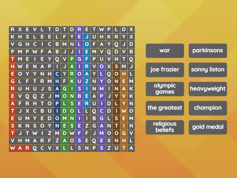 Muhammad Ali word search - Wordsearch